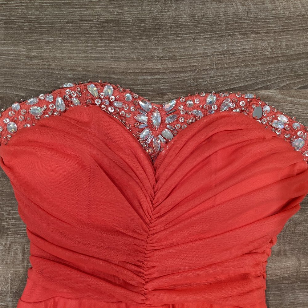 Strapless Coral Prom Dress - Gem